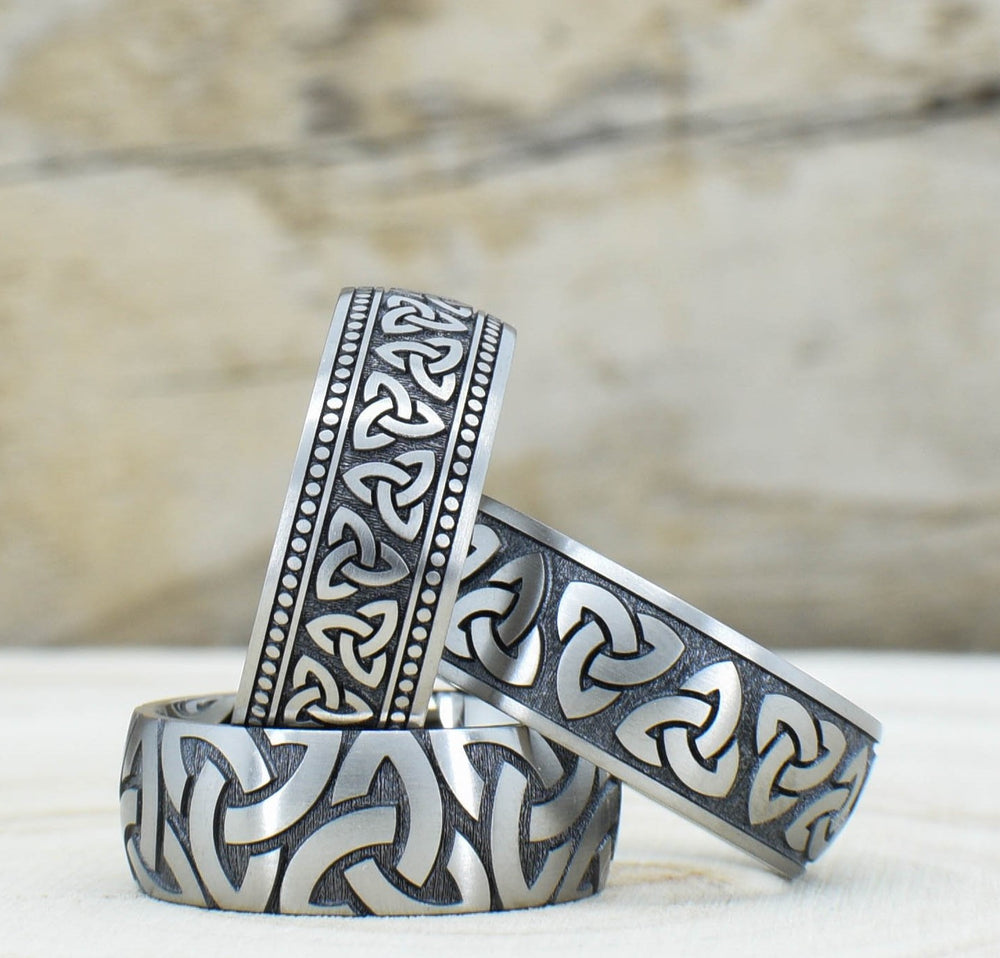 Unique Titanium Laser Engraved Rings